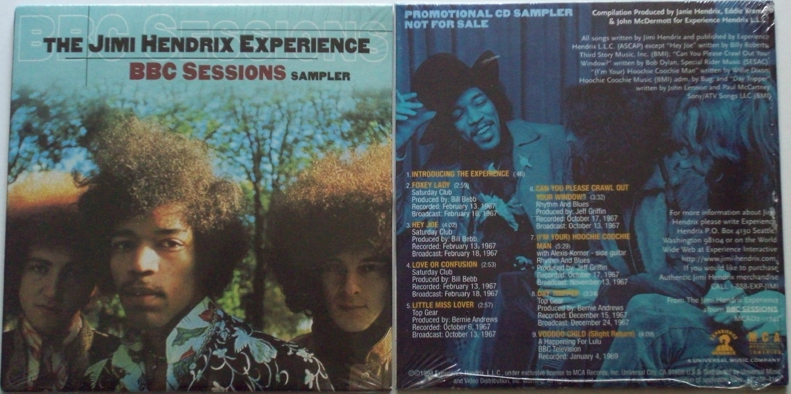 Jimi Hendrix Experience BBC Sessions Sampler Promo CD 9 tracks sealed ...