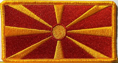 MACEDONIA Flag Embroidered Iron-On Patch Military Emblem Gold Border | eBay