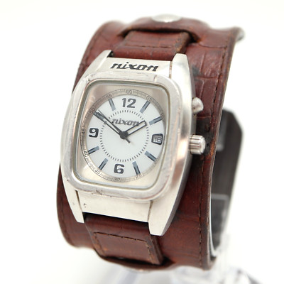 Nixon The Rocker Men's Watch 36mm Silver Date Backlight Dial Brown ...