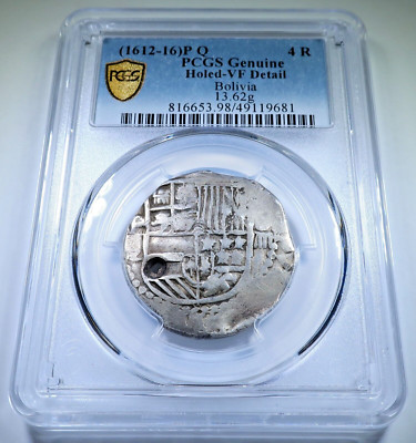 PCGS VF Holed 1612-1616 Bolivia Silver 4 Reales Spanish Colonial Pirate ...