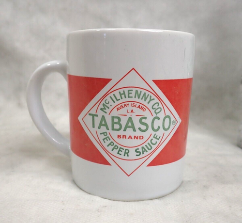 Tabasco Coffee Mug Pepper Sauce Retro Look White Red Stripe Green Print ...