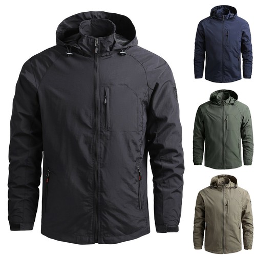 Men's Waterproof Hooded Rain Jacket Outdoor Lightweight Raincoat Shell ...