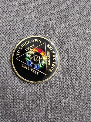 1 9 Year Rainbow Plated AA Chip Alcoholics Anonymous Medallion Sobriety ...