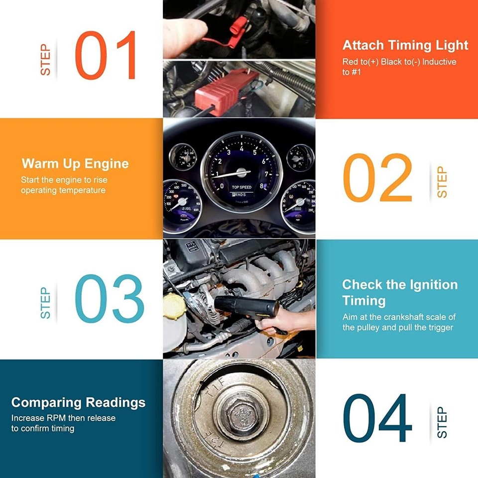 Car Ignition Timing Light Spark Plug Inductive Petrol Engine Tester ...