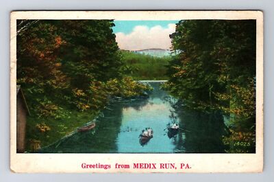 Medix Run PA-Pennsylvania, Scenic Greetings, Boating On River Vintage ...