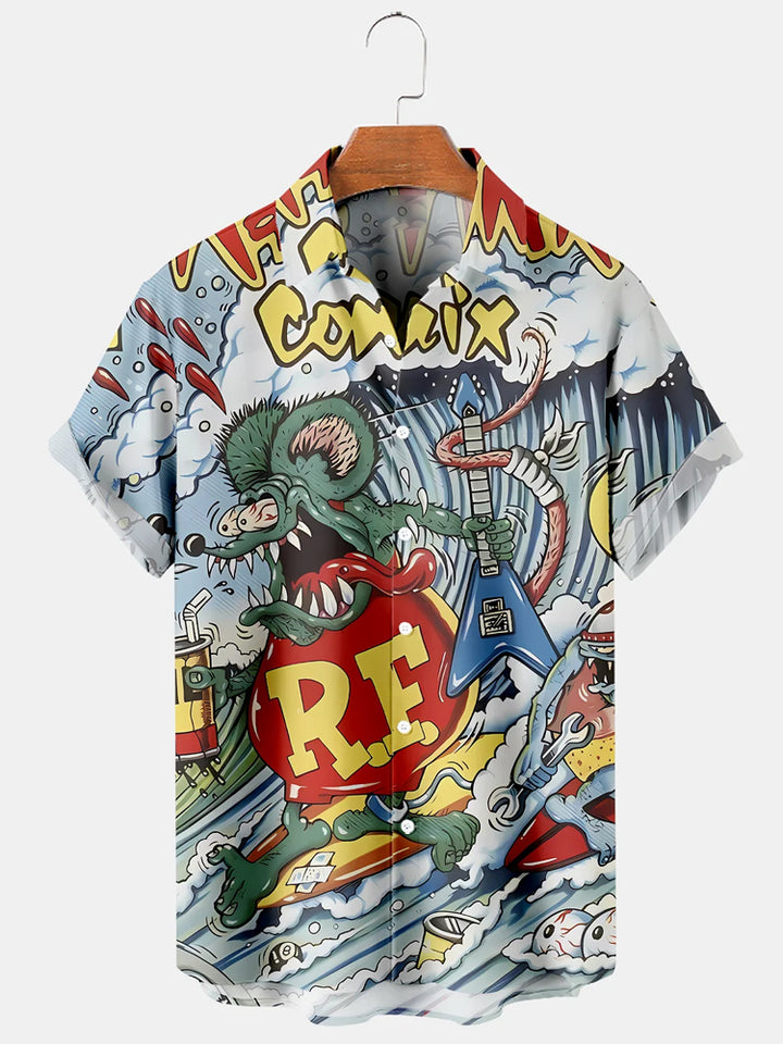 Fun Rat Fink Surfing and Cute Rat Fink Hot Rod RAT FINK Printed Shirt ...