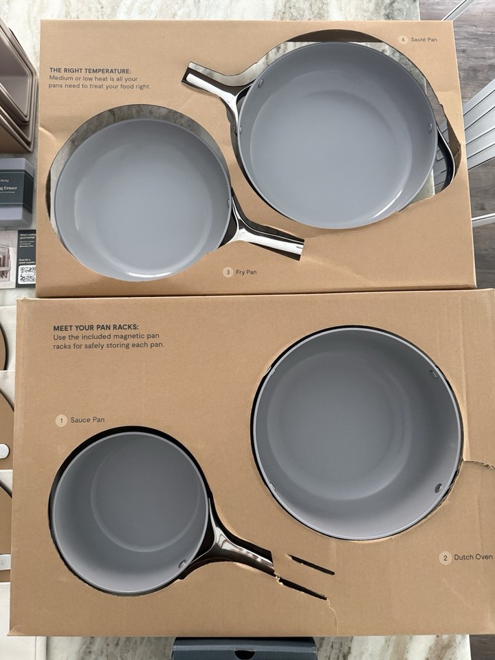 Caraway Nonstick Ceramic Cookware 12 Piece Set Pots Pans Lids Storage ...