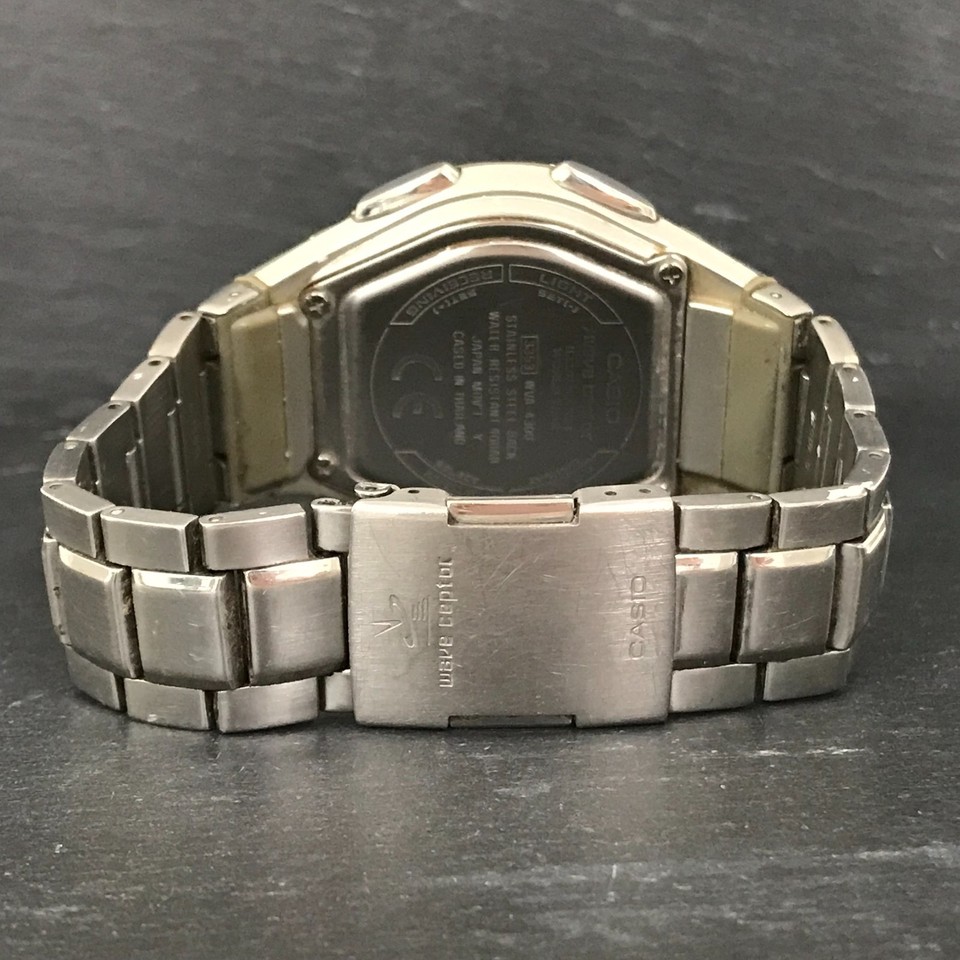 Casio Wave Ceptor 3353 Solar Wristwatch Men's Stainless Steel Case ...