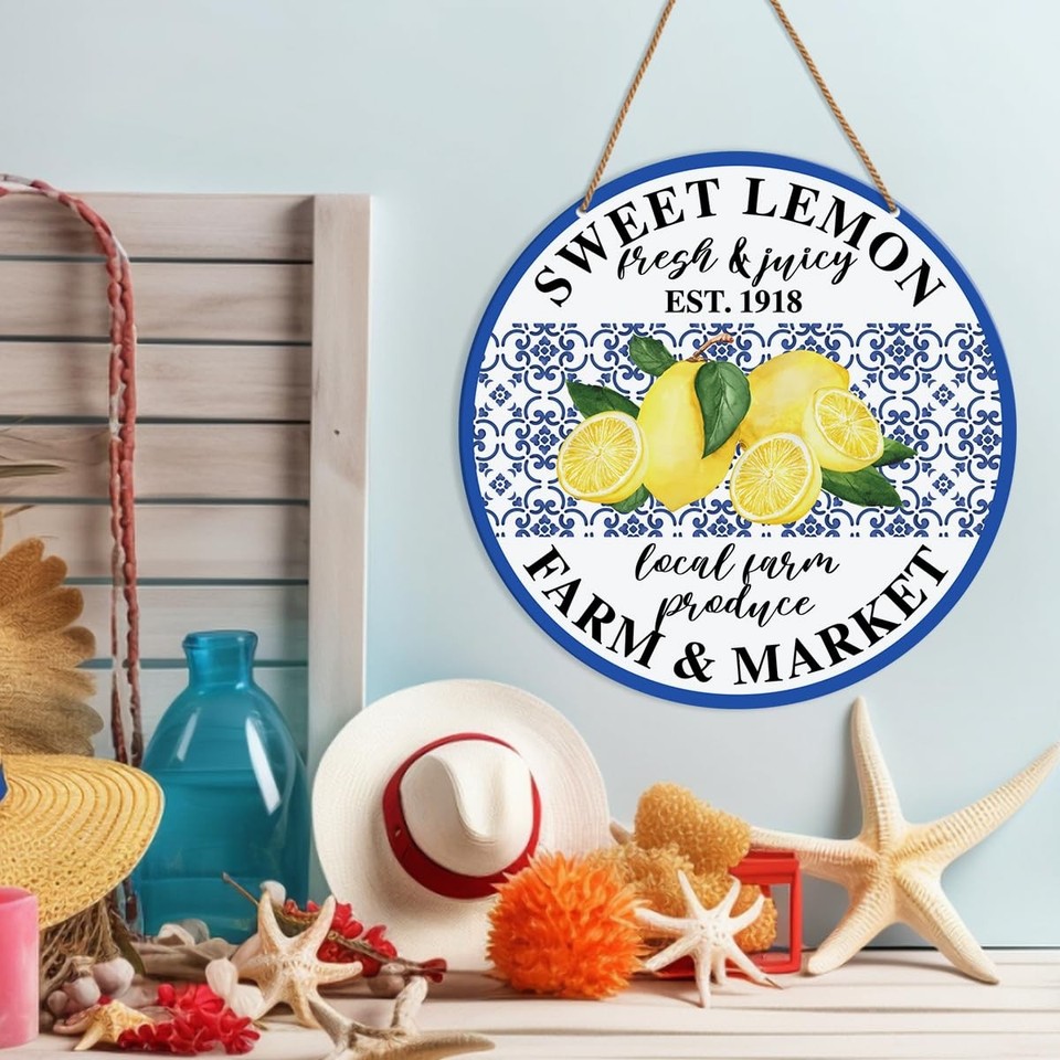 Lemon Kitchen Wall Decor, Farmhouse Summer Lemon Sign Decor for Home ...