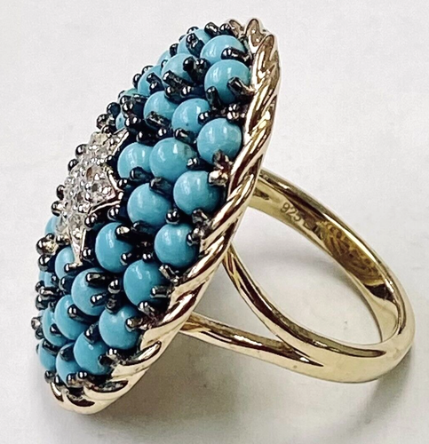 HSN Rarities 14K Gold over Silver White Zircon Star & Turquoise ...