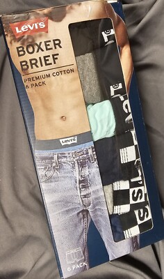 Levi's 6 Boxer Briefs Premium Cotton XL Black Gray Green Blue Levis ...