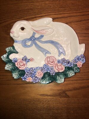 Retired Vintage Fitz and Floyd Flora Sitting Bunny Rabbit Plate 1993 | eBay