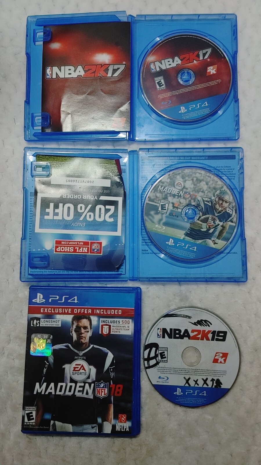 PS4 Madden NFL 17 NBA 2K17 2K19 Sports Games Lot Bundle of 3 Football ...
