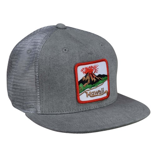 Hawaii Volcano Trucker Hat - Gray Denim Snapback | eBay