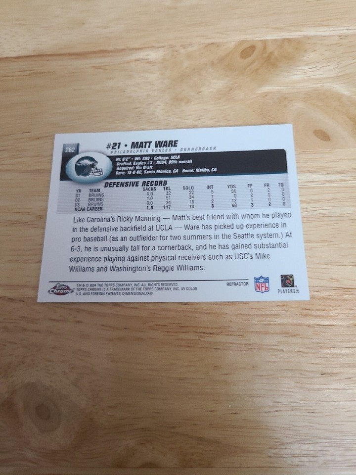 2004 Topps Chrome Matt Ware #262 Rookie RC Eagles Refractor $$$$ | eBay