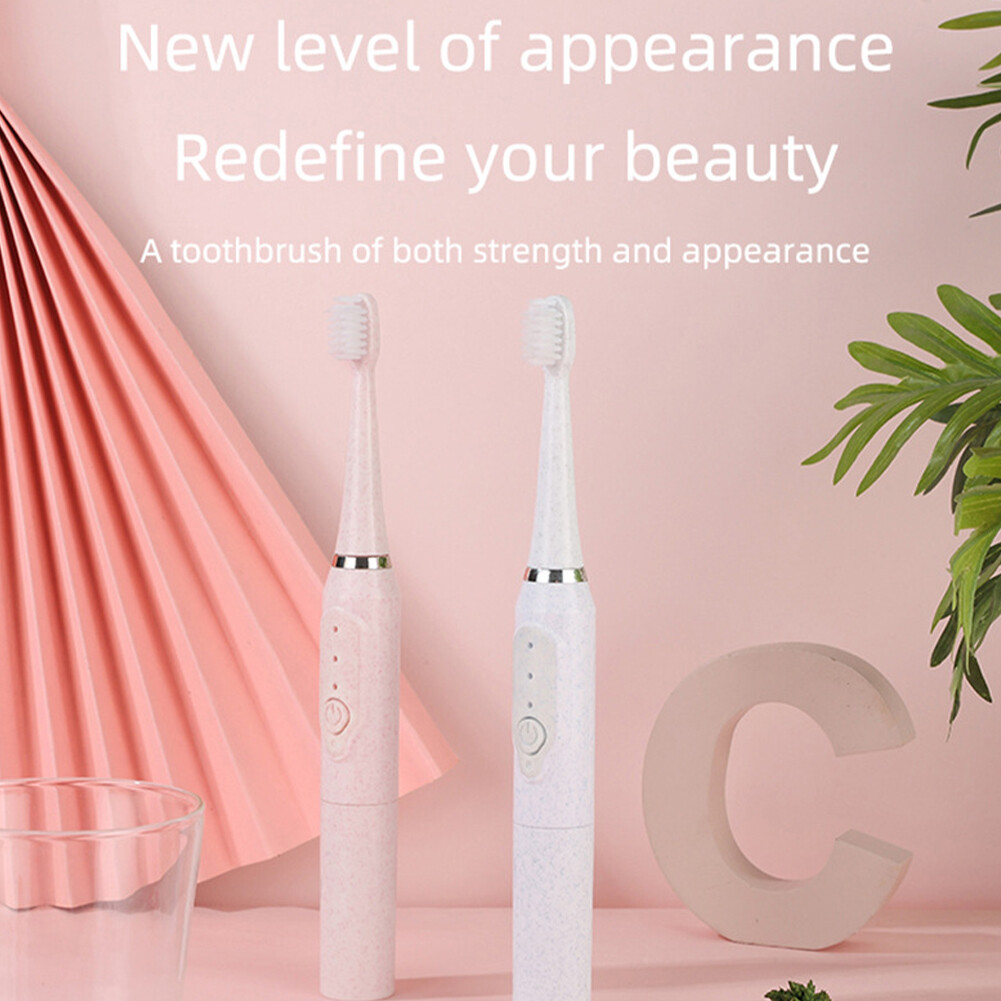 Automatic 2 Brush Heads Electric Toothbrush Ultrasonic Professional For ...
