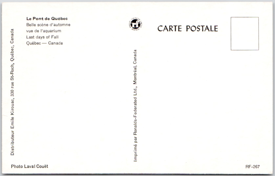 Le Ponte de Quebec Bridge Fall Scene Steamboat Beautiful Scenic Vintage ...