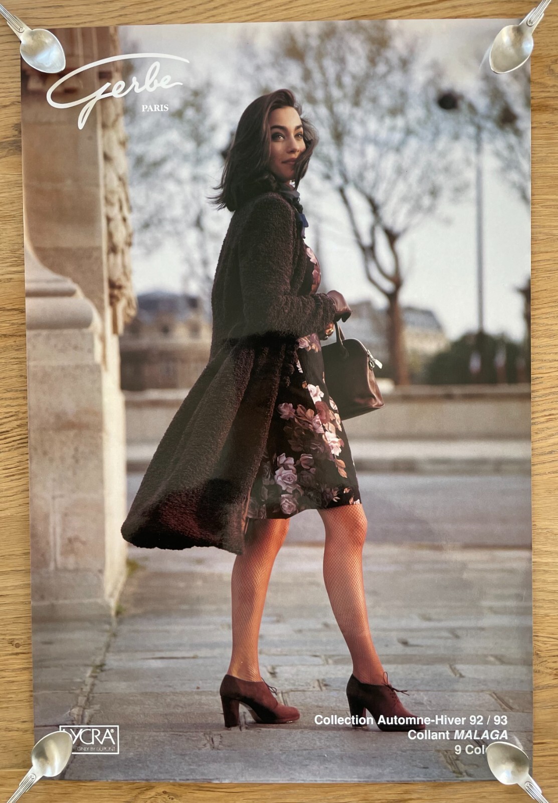 Affiche pub collant GERBE MALAGA 40 x 60 cm. Poster original 1992/93 ...