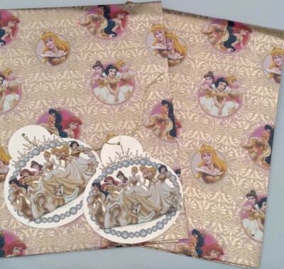 Disney Princess wrapping paper - Gift Wrap 2 sheet 2 tag 49cm x 70cm ...