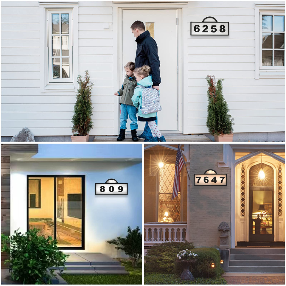 Solar LED Address Sign Light Stake Lighted House Numbers for Home ...