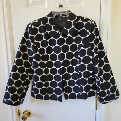 Silkland Petite PL Jacket White & Black Polka Dot Open Front Short | eBay