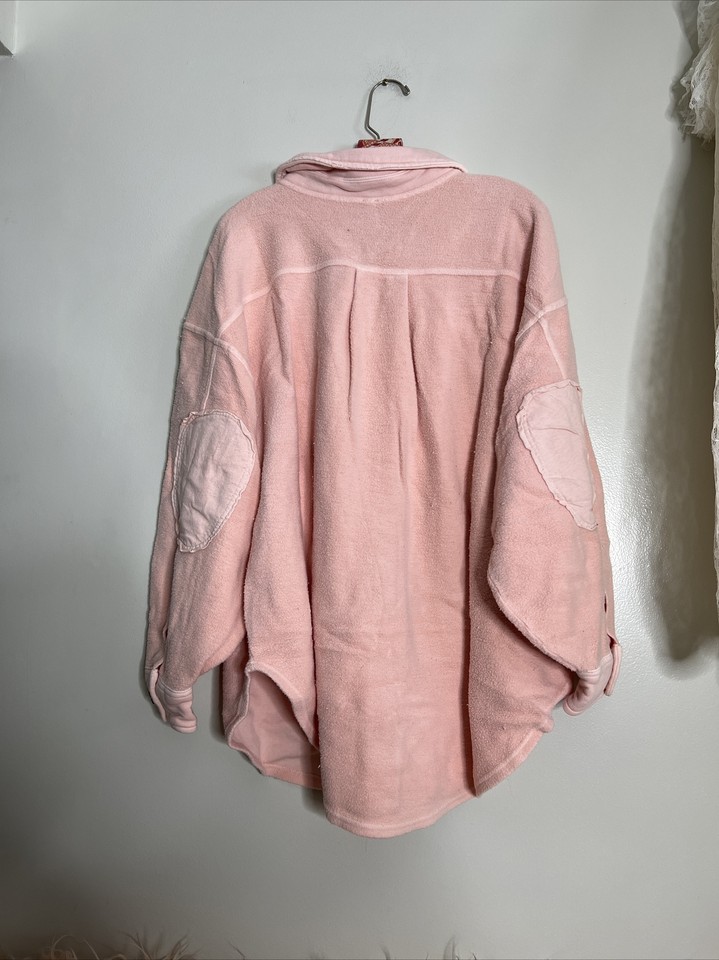 Free People Ruby Shirt Fleece Oversized Buttondown Shacket Jacket M ...