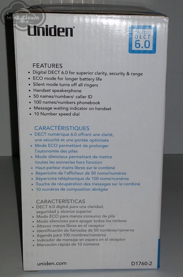 Uniden D1760-2 Expandable Cordless Phone DECT 6.0 1.9GHz, 2 Handset NEW ...