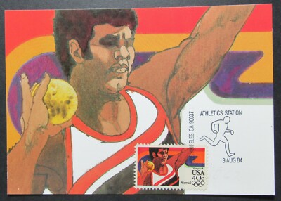 Shot Put Vintage 1984 Olympics Maximum Postcard Artist Robert Peak ...
