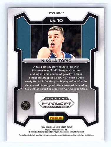 Nikola Topic 2024 Panini Prizm Draft Picks #10 Silver Prizms | eBay
