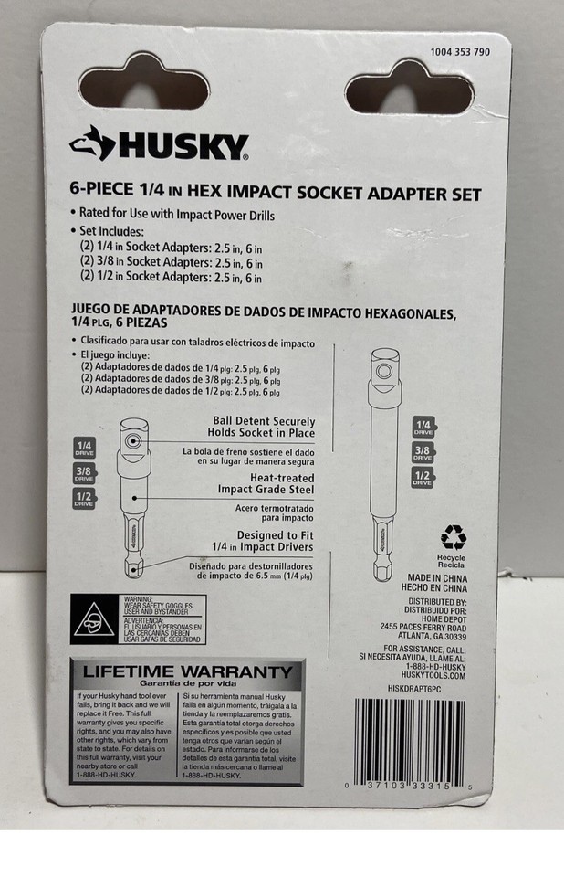 HUSKY 1/4" in. Drive Impact Driver Socket Adapter Set (6-Piece) | eBay