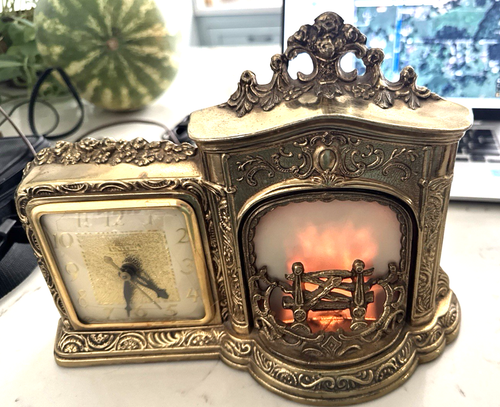 United Clock Corp Model 455 Mantle Clock/Fireplace Antique Brass/Cast ...