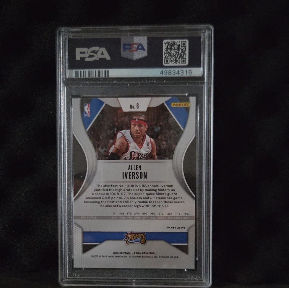 2019 Panini Prizm Allen Iverson Red White Blue Prizm PSA 10 GEM MINT 🔥 ...