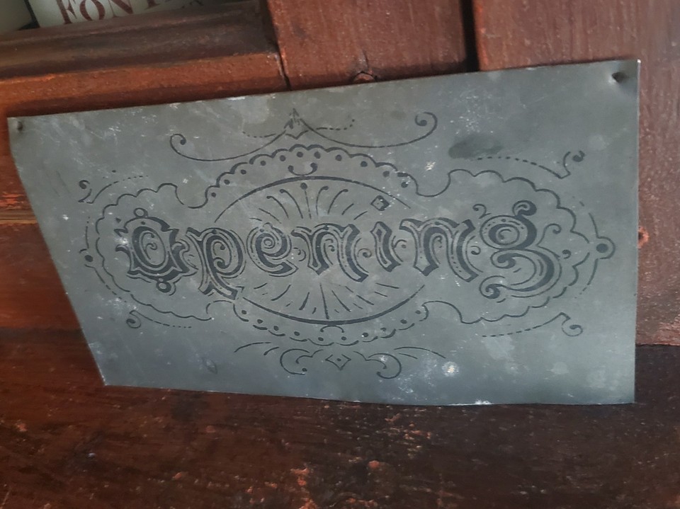 1890s TIN TACKER "Opening" SIGN | eBay