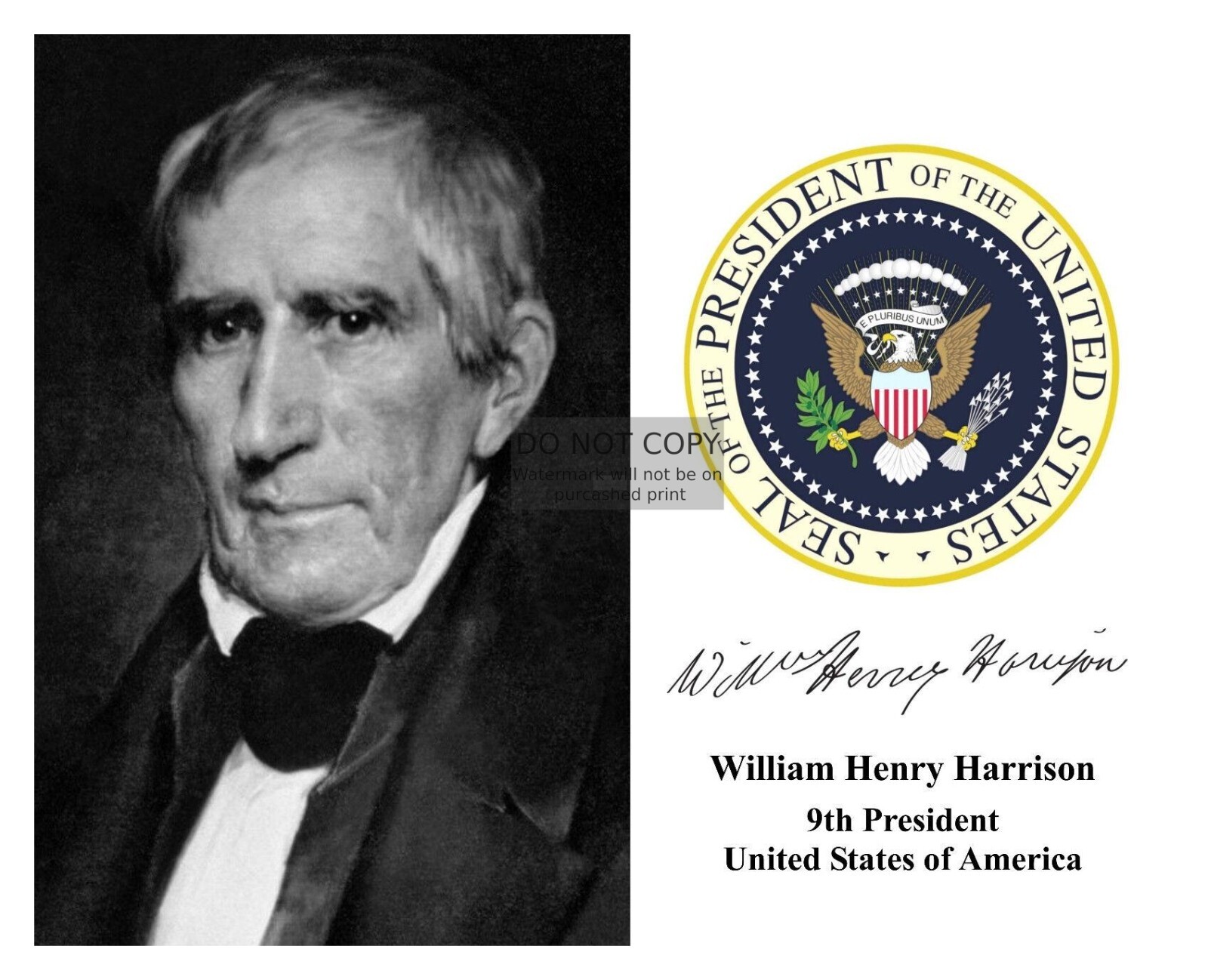 PRESIDENT WILLIAM HENRY HARRISON PRESIDENTIAL SEAL AUTOGRAPHED 8X10 ...