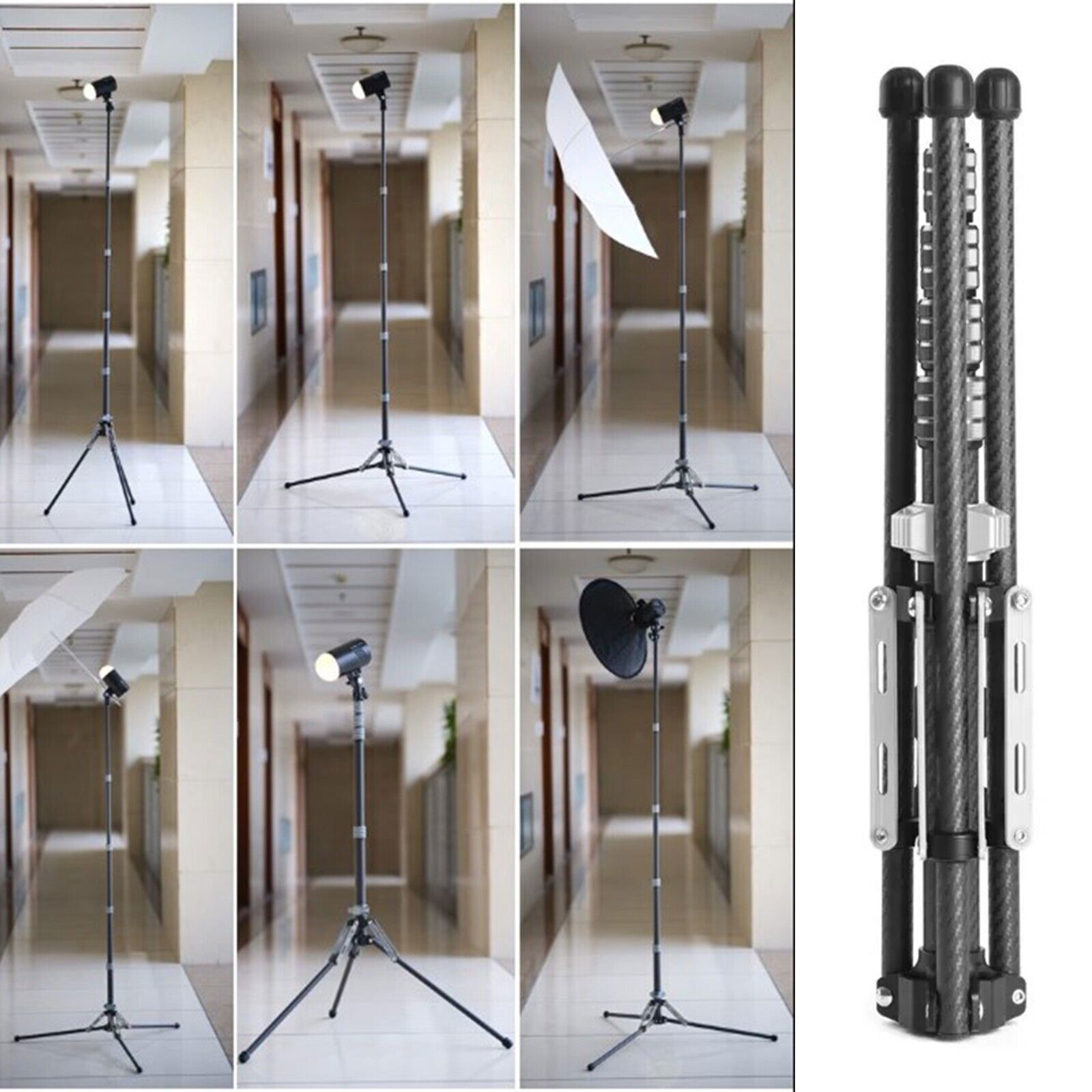 Marsace MF-01 Carbon Fiber Portable Outdoor Travel Led Light Stand ...