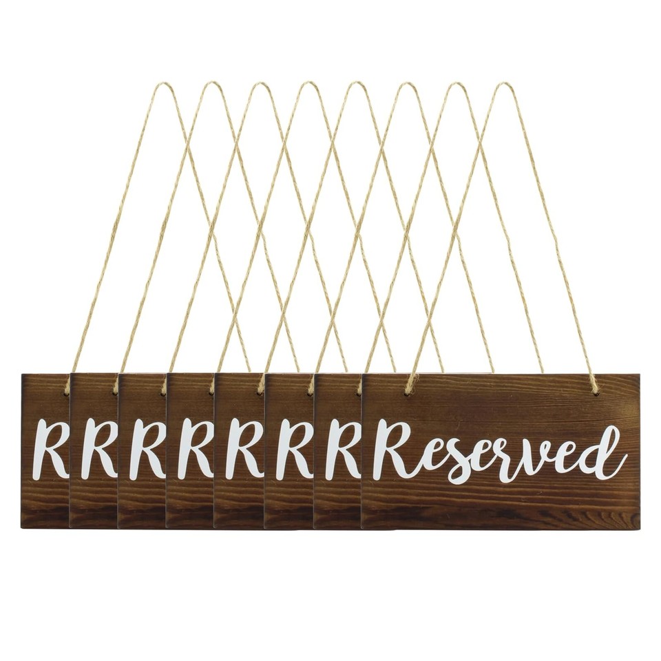 8 PCS Hanging Wooden Reserved Signs Rustic Reserved Seating Signs for ...