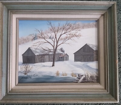 M. Sheldon/Original Oil Painting/1988/Signed/American Folk Art/Winter ...