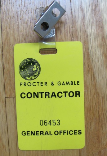 1980s Procter & Gamble contractor ID Badge for general offices | eBay