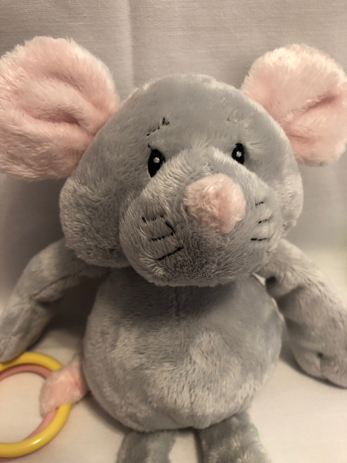 Baby Ganz Nice Mice Plush Gray Mouse Rattle 11” Stuffed Animal Toy Ring ...
