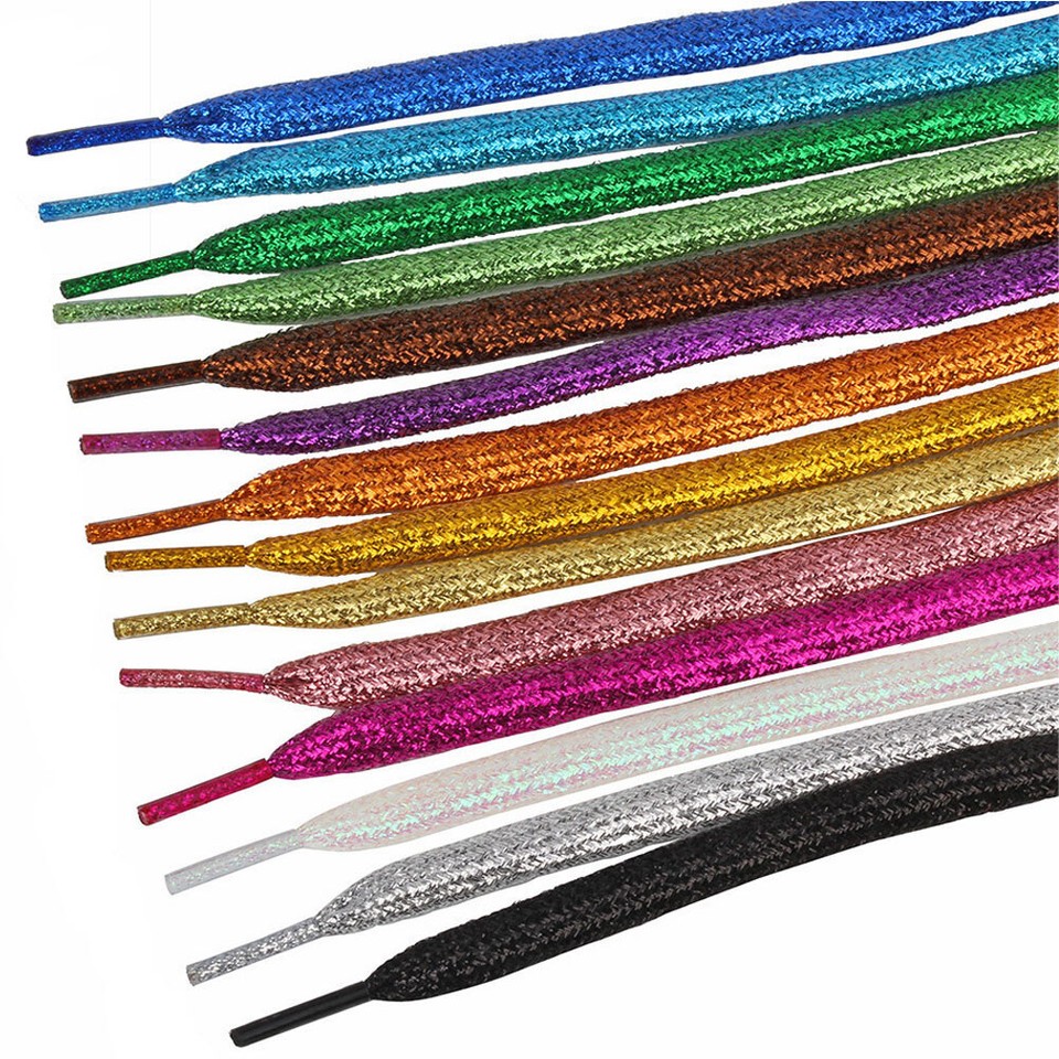 120CM Shiny Shoelaces Glitter Flat Sparkly Shimmering Shoes Laces Rope ...