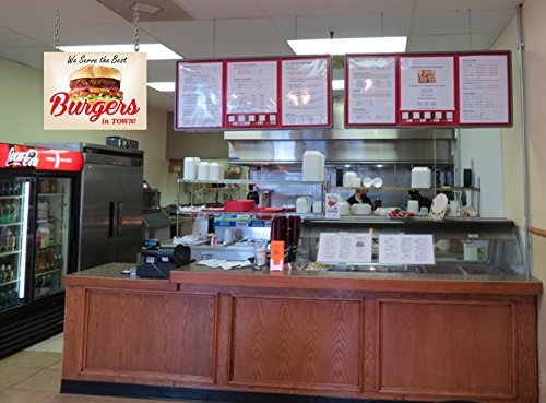 We Serve The Best Burgers in Town | Retail Window Display Sign | 24"W x ...