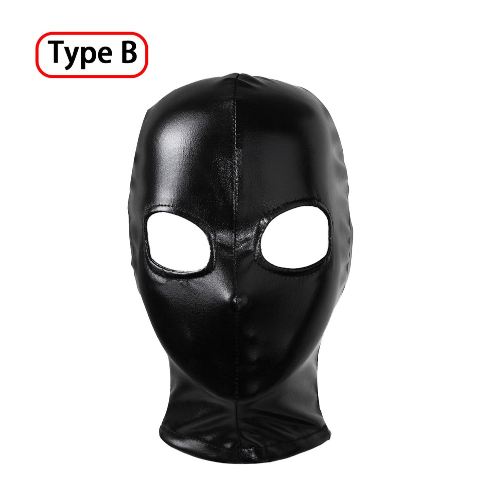 Adult Full Face Mask Shiny,Balaclava Face Head Cover Hollow Eyes Hooded ...