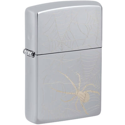 Zippo Lighter Spider Web Design High Polish Chrome Refillable Windproof ...