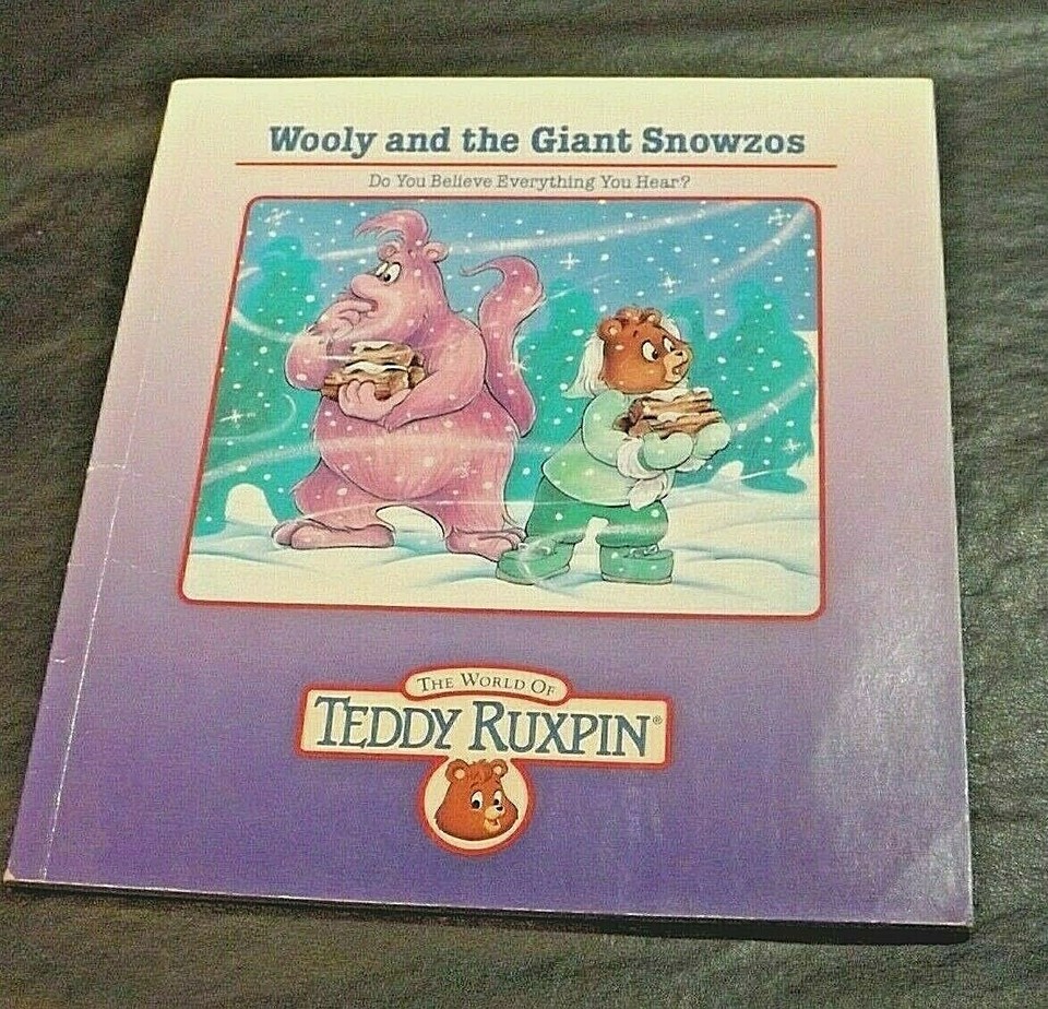 RARE TEDDY RUXPIN SC BOOK/TAPE WOOLY AND THE GIANT SNOWZOS WORLDS OF ...