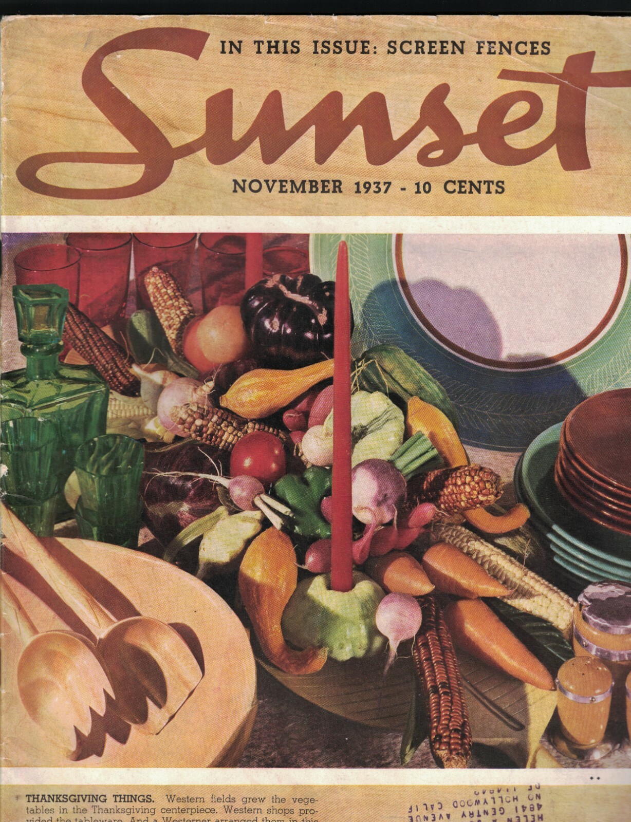 Sunset Magazine November 1937 Mexico Vegetables in Thanksgiving ...