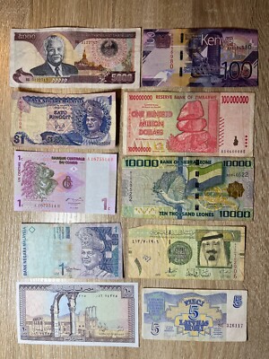 Mixed Array of 10 High Class Banknotes Circulated World Currency ...
