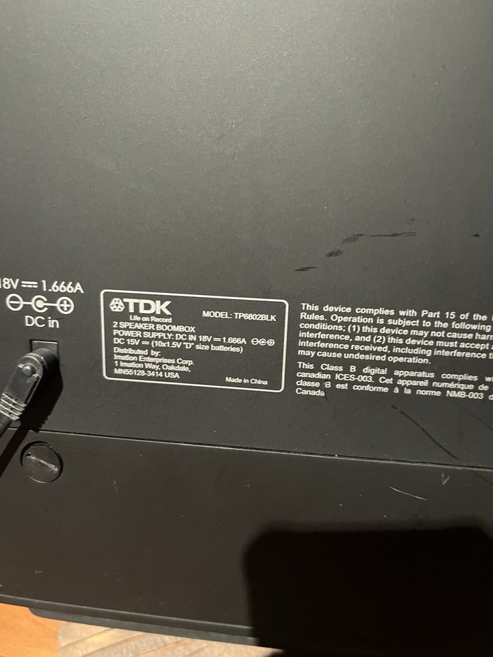 TDK 2 Speaker Boombox Life On Record TP6802BLK Portable Hi-Fi Works ...