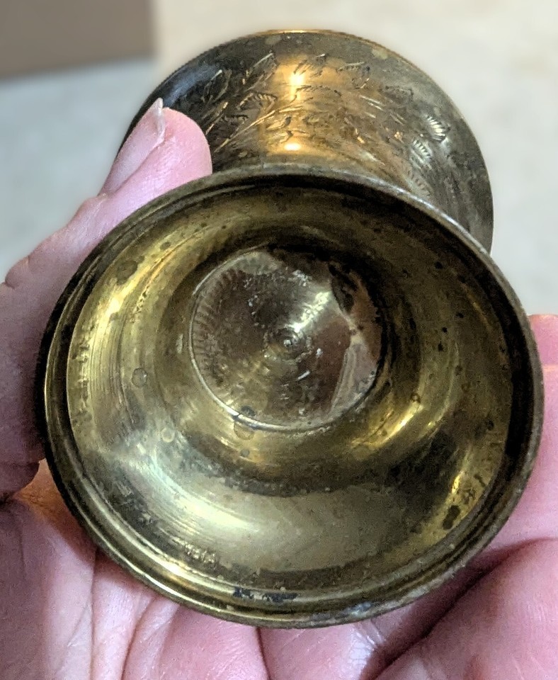 🏺 “Cup of Karma!” – Vintage Etched Brass Chalice Goblet (Made in India ...