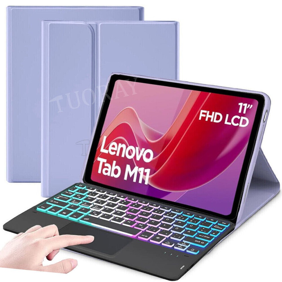 For Lenovo Tab M11 TB-330FU 11" 2024 Backlit Touchpad Keyboard Case ...