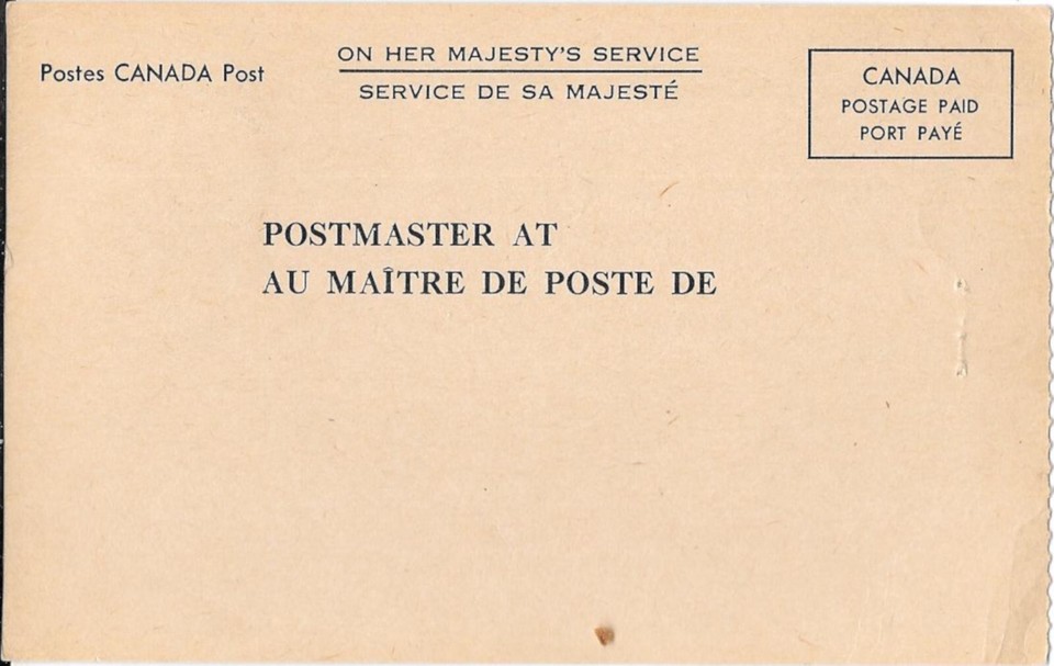 Canada Post Centennial A/R Receipt Postcard 1973 2 cent single 33-86 ...